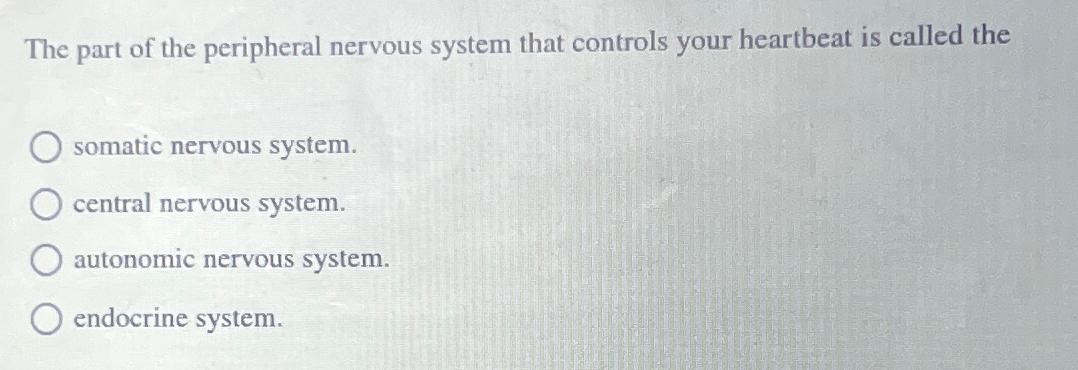 Solved The part of the peripheral nervous system that | Chegg.com