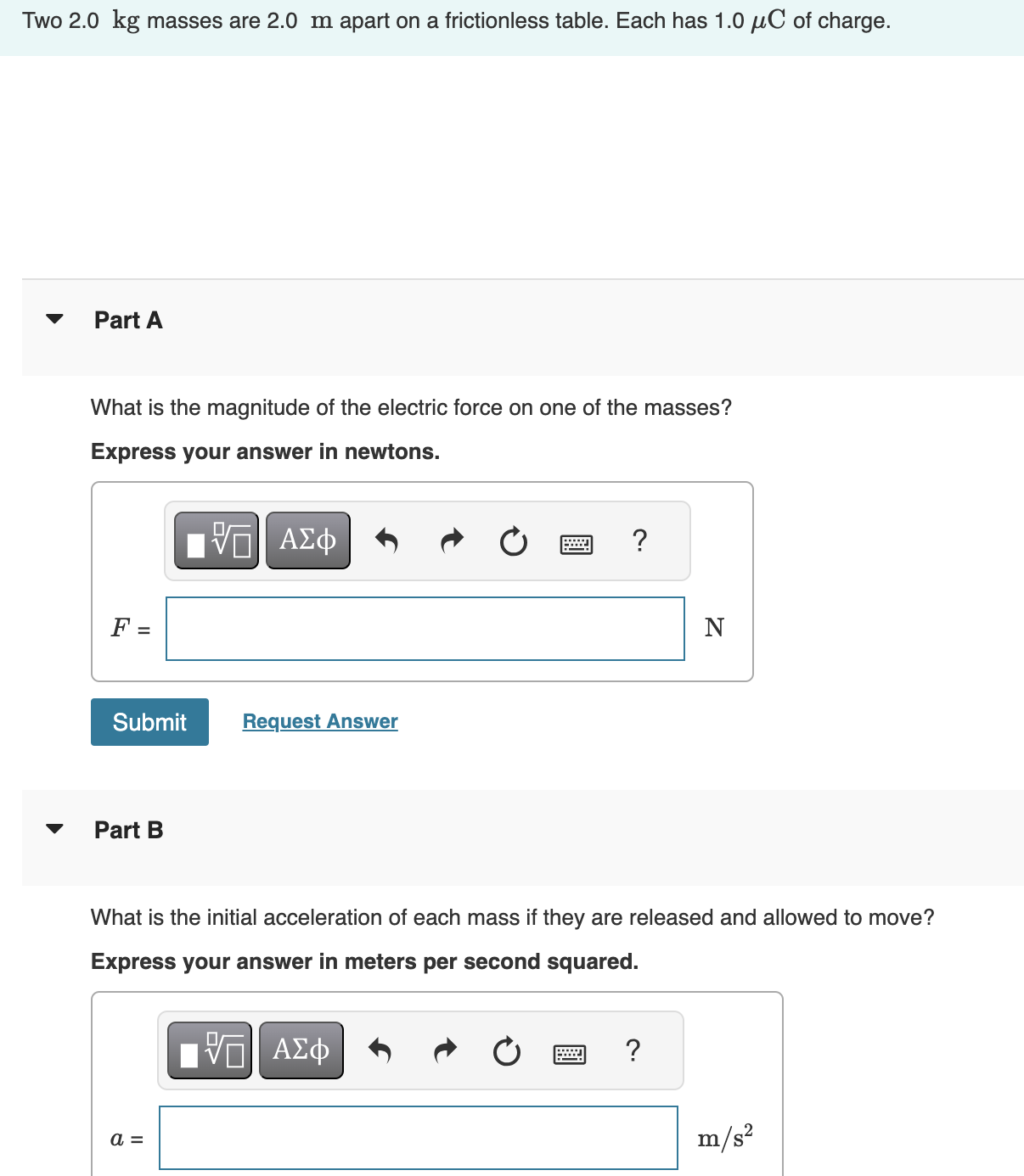 Solved Part Awhat Is The Magnitude Of The Electric Force On
