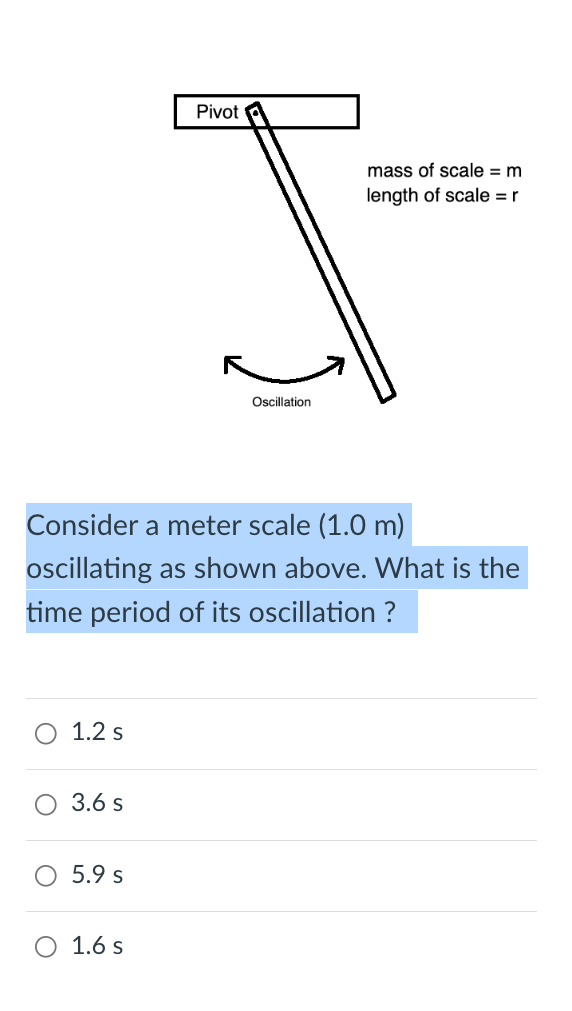 Solved Consider a meter scale (1.0m)oscillating as shown | Chegg.com