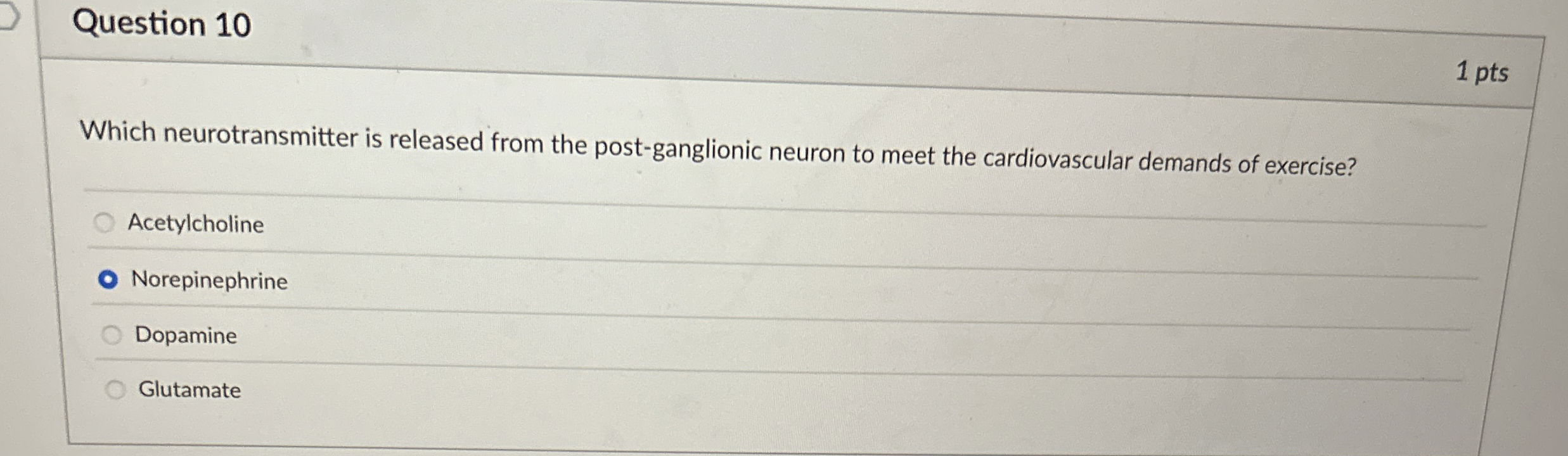 Solved Question 101 ﻿ptsWhich neurotransmitter is released | Chegg.com
