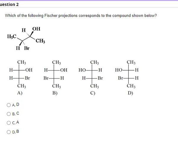 Solved Which of the following Fischer projections | Chegg.com