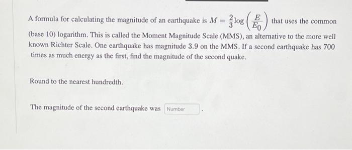 Solved A formula for calculating the magnitude of an | Chegg.com
