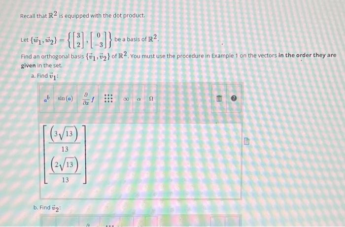 Solved Recall that R2 is equipped with the dot product. Let | Chegg.com