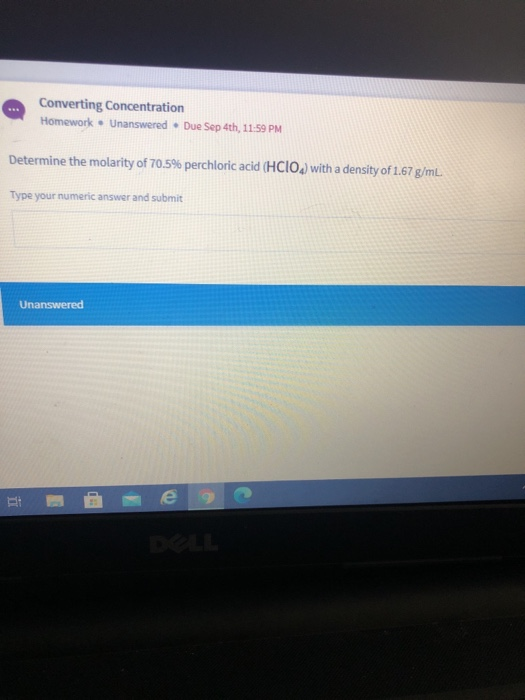 Solved Converting Concentration Homework • Unanswered. Due | Chegg.com