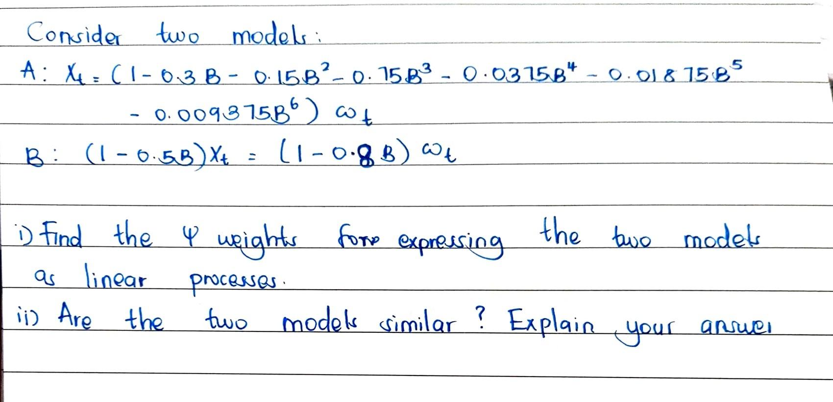 Solved Consider two models: | Chegg.com