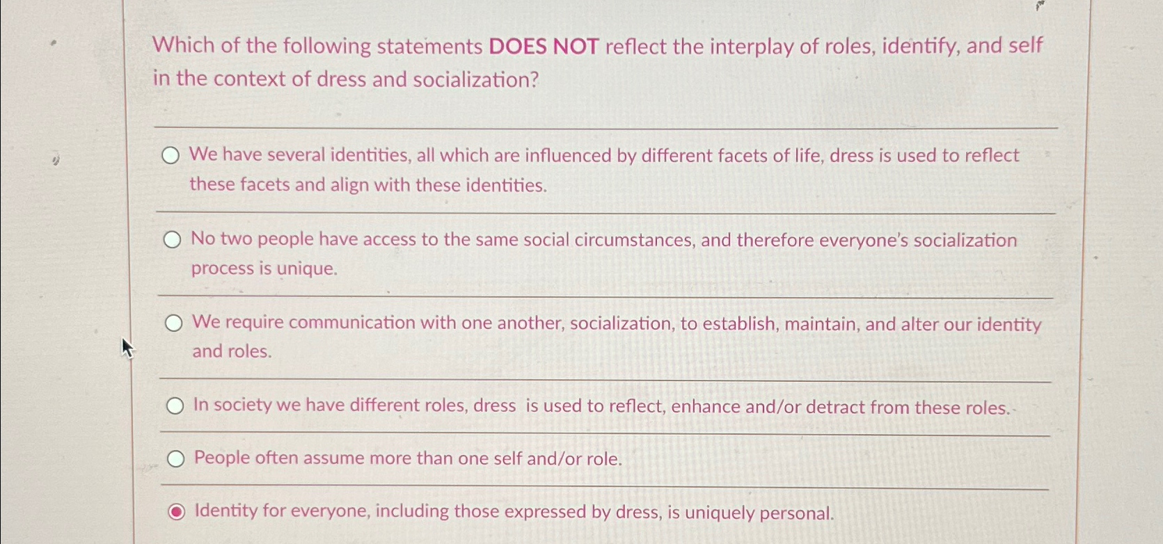 Solved Which of the following statements DOES NOT reflect | Chegg.com