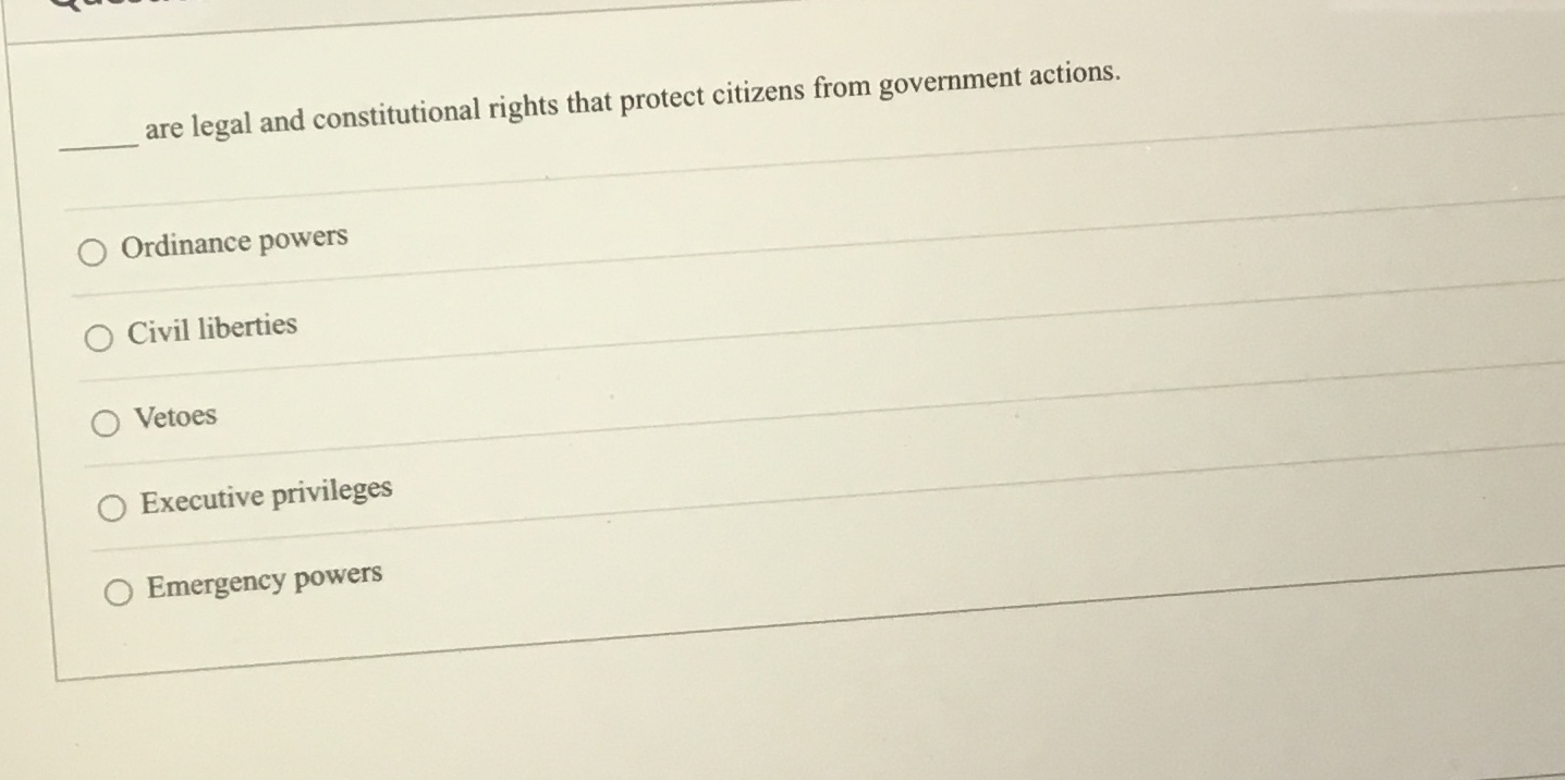 Solved are legal and constitutional rights that protect | Chegg.com