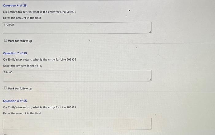 On Emily's tax return, what is the entry for Line | Chegg.com