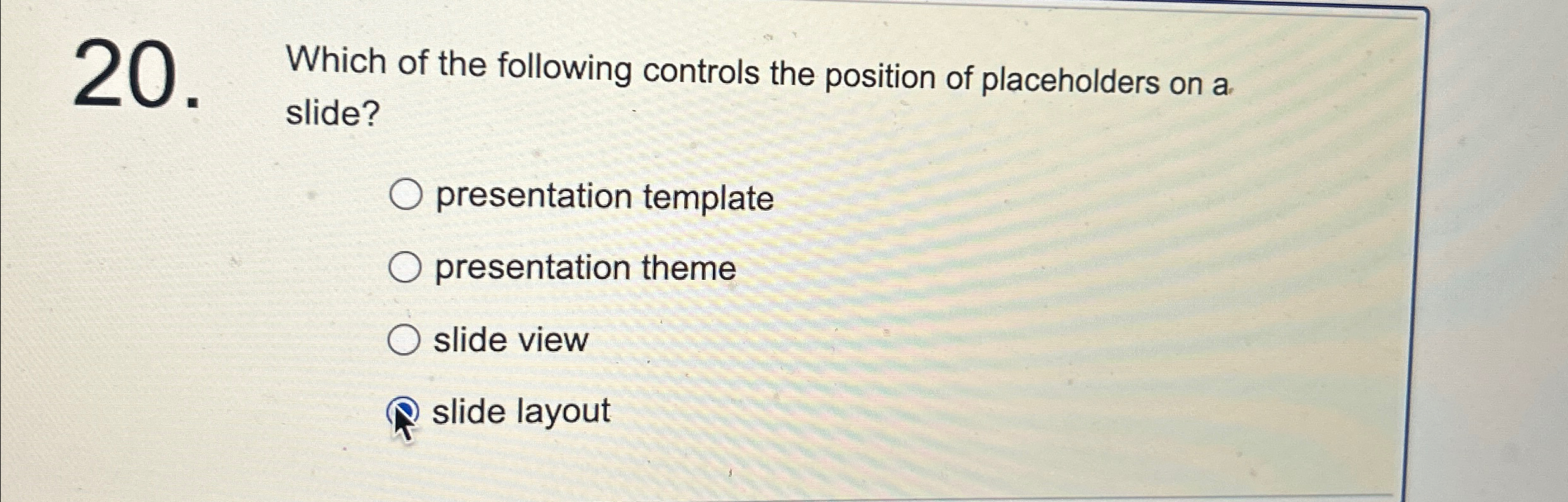 Solved Which of the following controls the position of | Chegg.com