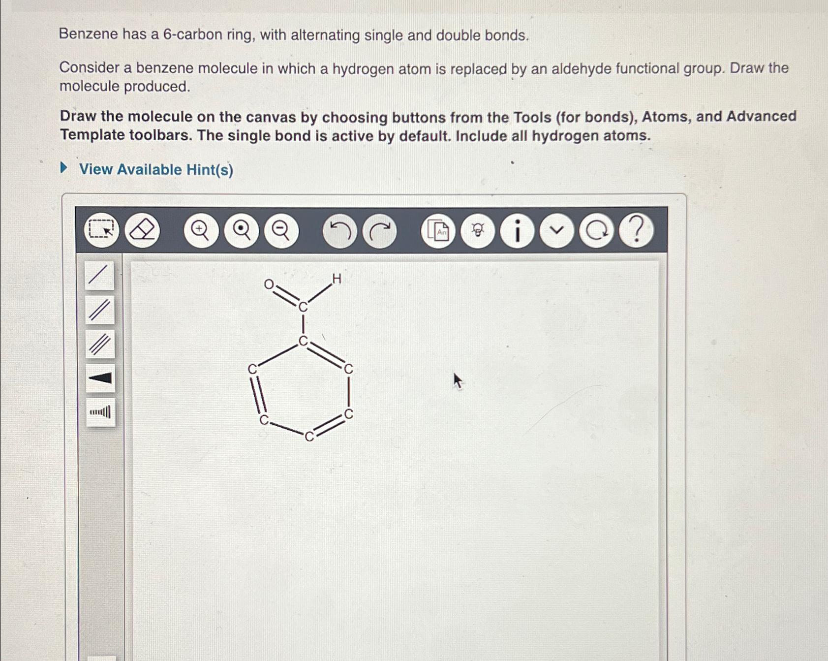 Solved Benzene has a 6-carbon ring, with alternating single | Chegg.com