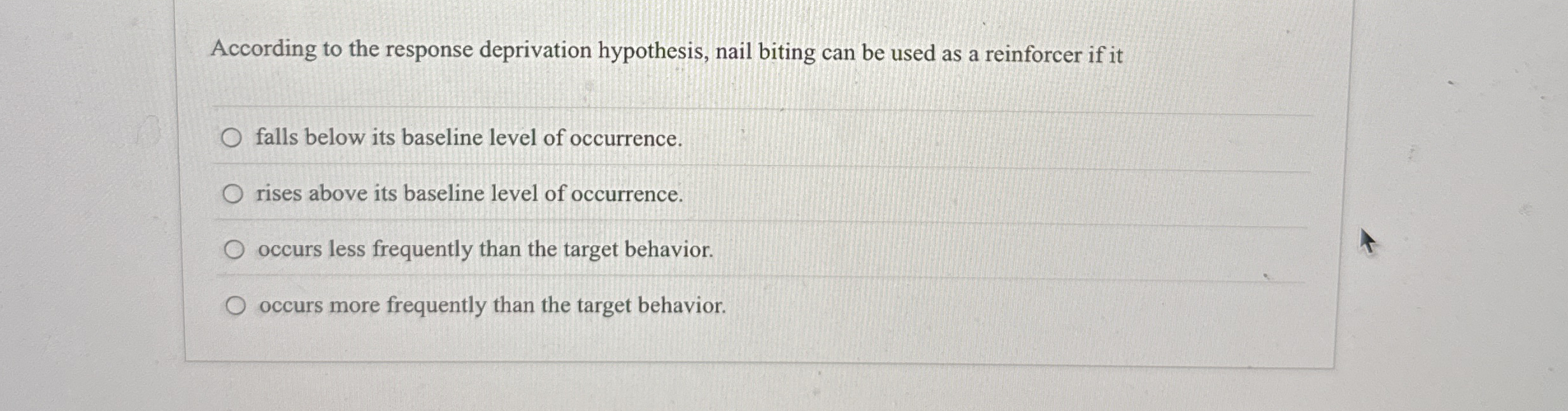 High Quality SOLUTION According to the response deprivation hypothesis ...