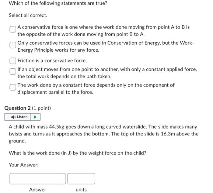 Solved Which of the following statements are true? Select | Chegg.com