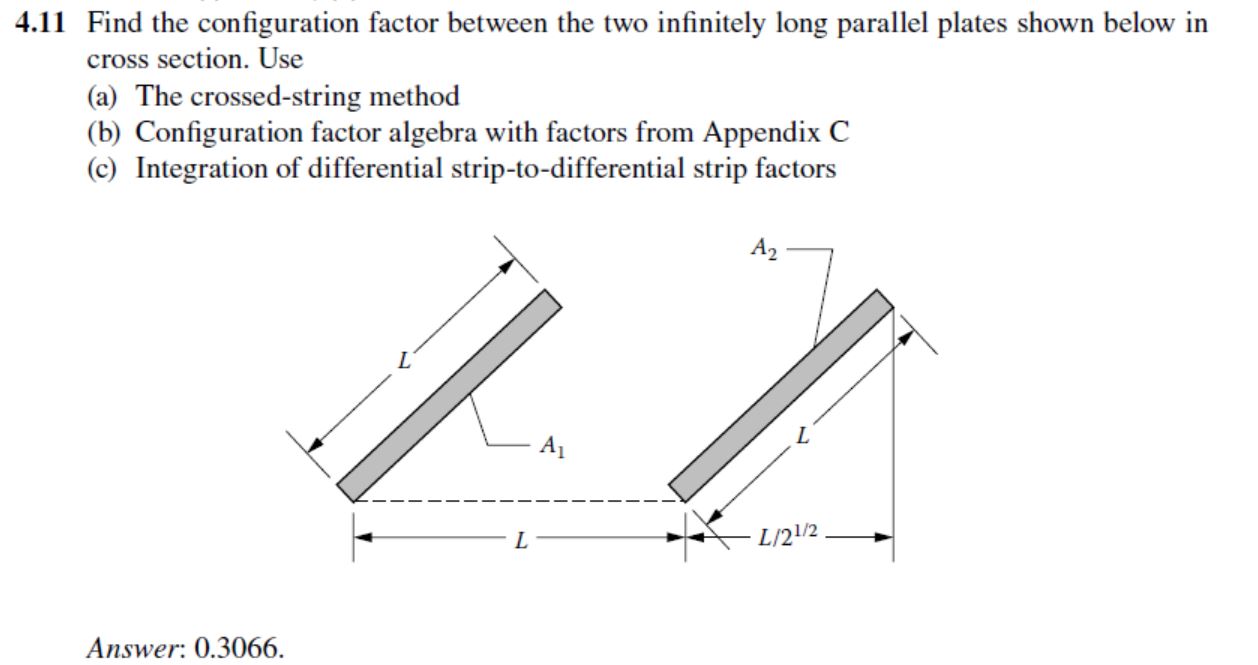 Solved 4.11 ﻿Find the configuration factor between the two | Chegg.com