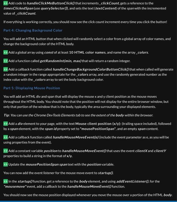 Solved Part 1: Assignment JavaScript and HTML. Files For | Chegg.com