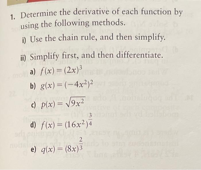 Solved Determine the derivative of each function b using the | Chegg.com
