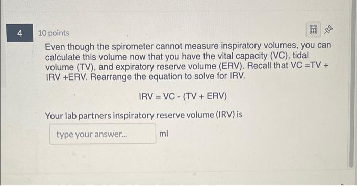 4 thos 10 points Even though the spirometer cannot | Chegg.com