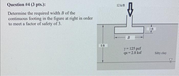 Solved Question \#4 (3 pts.): Determine the required width B | Chegg.com