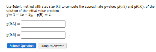 Solved Use Euler's method with step size 0.3 ﻿to compute the | Chegg.com