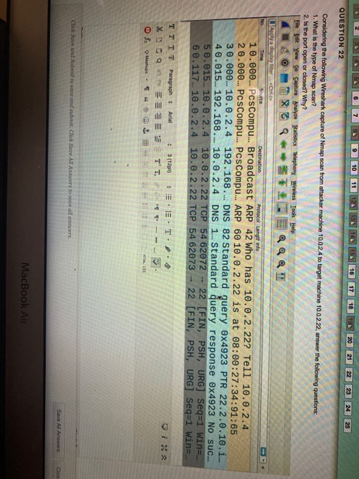 Solved QUESTION 22 Considering the following Wireshark | Chegg.com