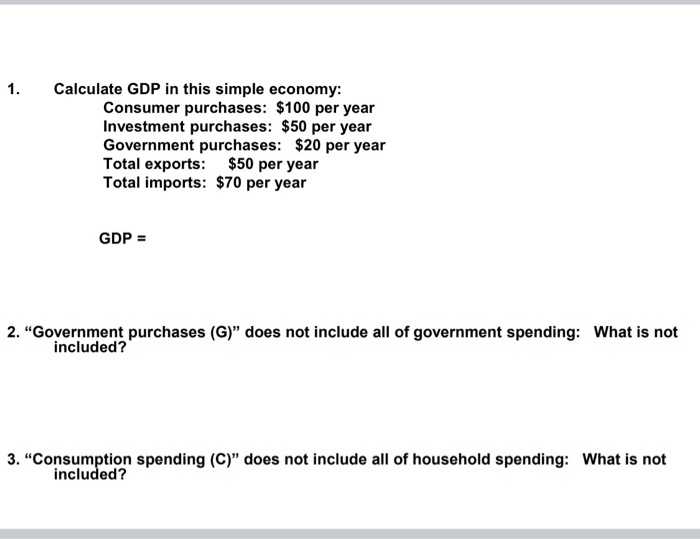 Solved 1. Calculate GDP in this simple economy: Consumer | Chegg.com