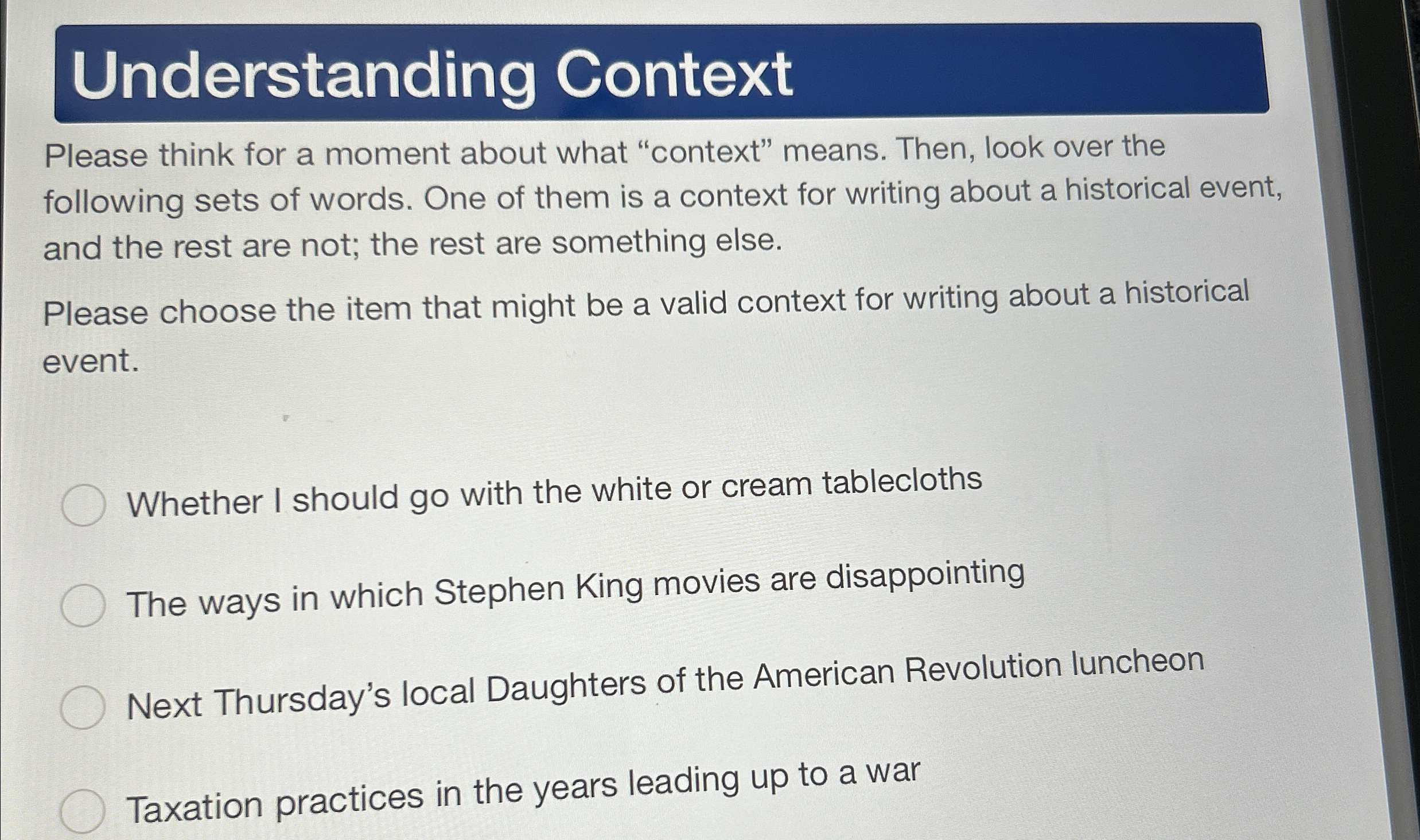 Solved Understanding ContextPlease think for a moment about | Chegg.com