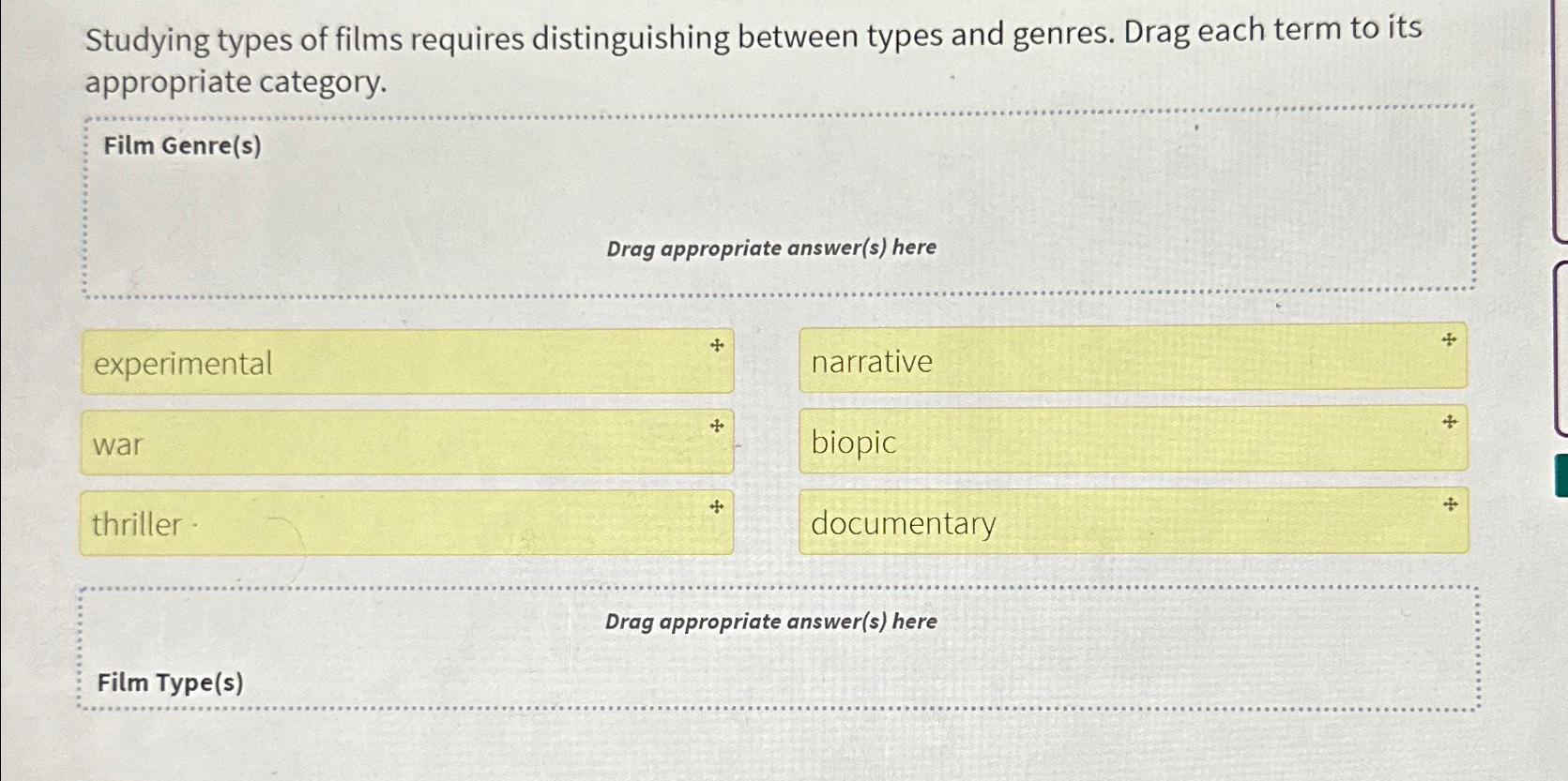 Solved Studying types of films requires distinguishing | Chegg.com