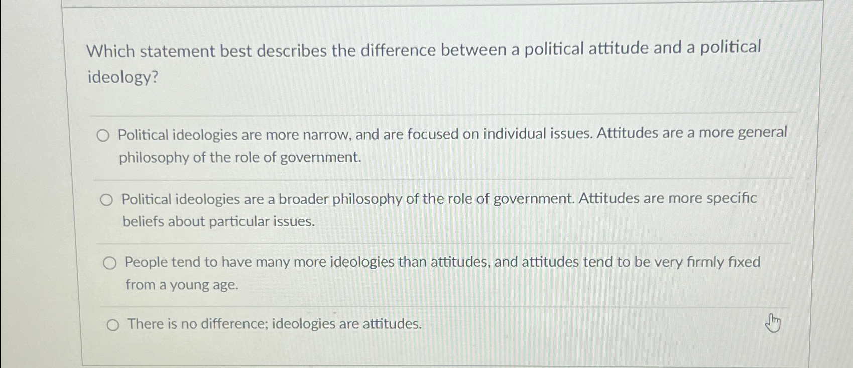 Solved Which statement best describes the difference between | Chegg.com