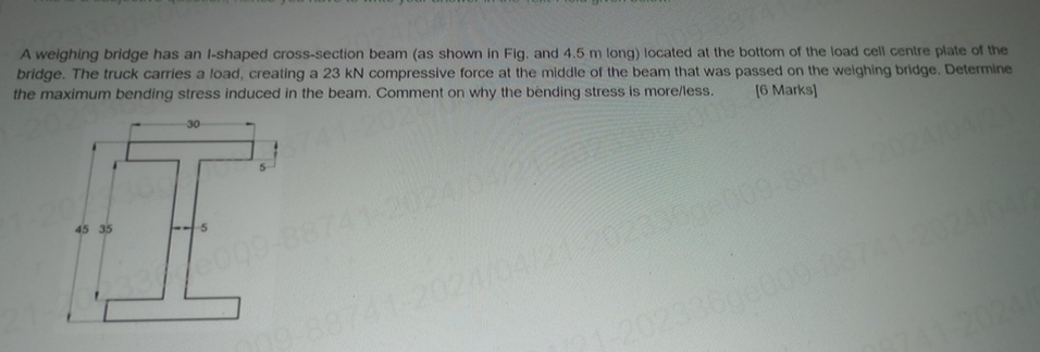 Solved A weighing bridge has an I-shaped cross-section beam | Chegg.com