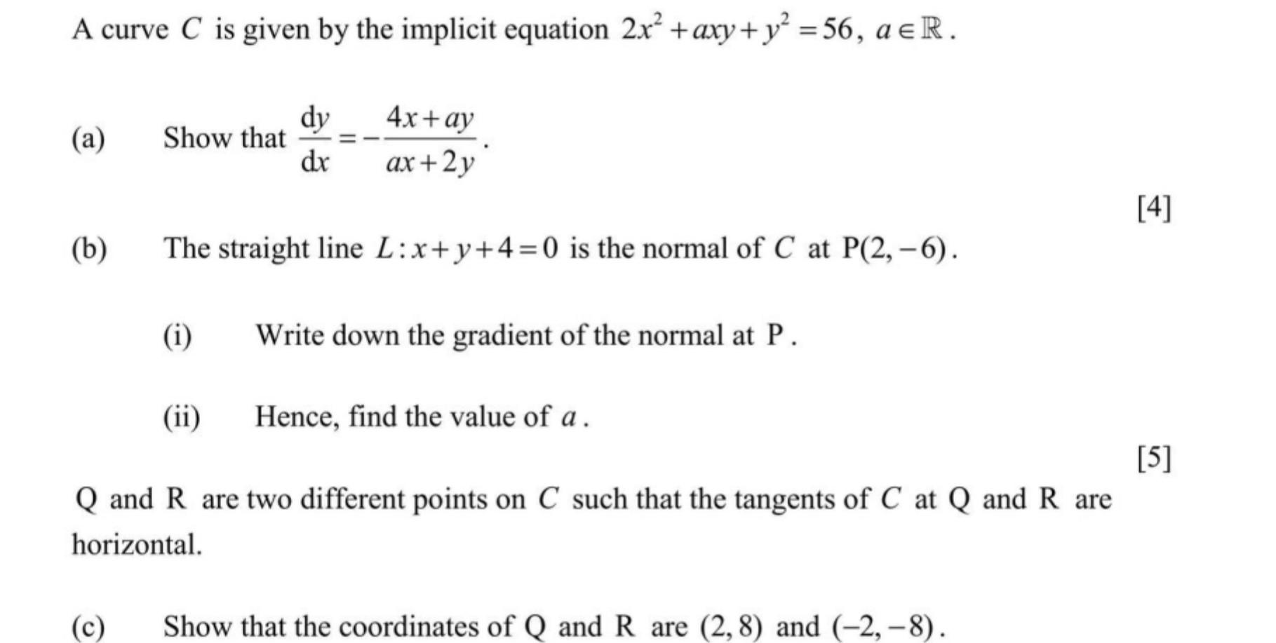 Solved A curve C is given by the implicit equation | Chegg.com