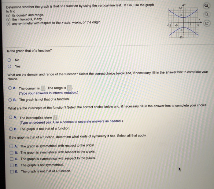 Solved 12- Determine whether the graph is that of a function | Chegg.com