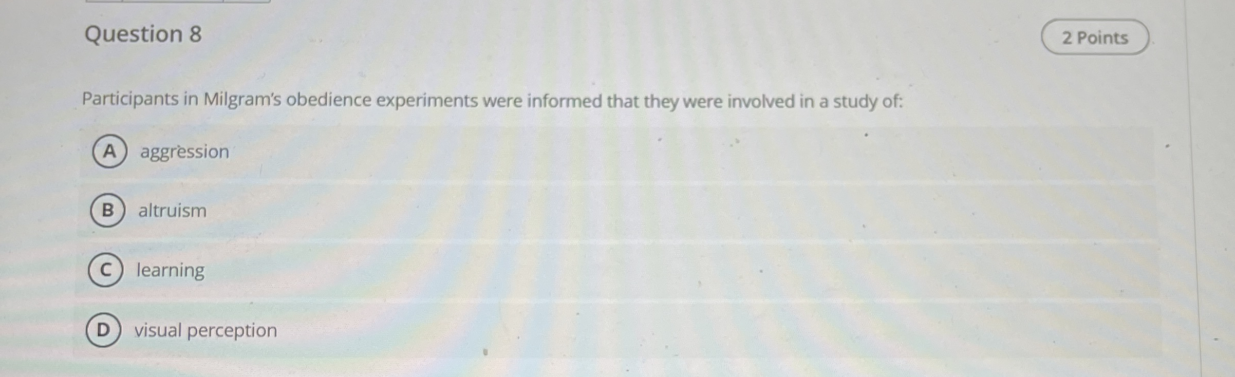 Solved Question 82 ﻿PointsParticipants in Milgram's | Chegg.com