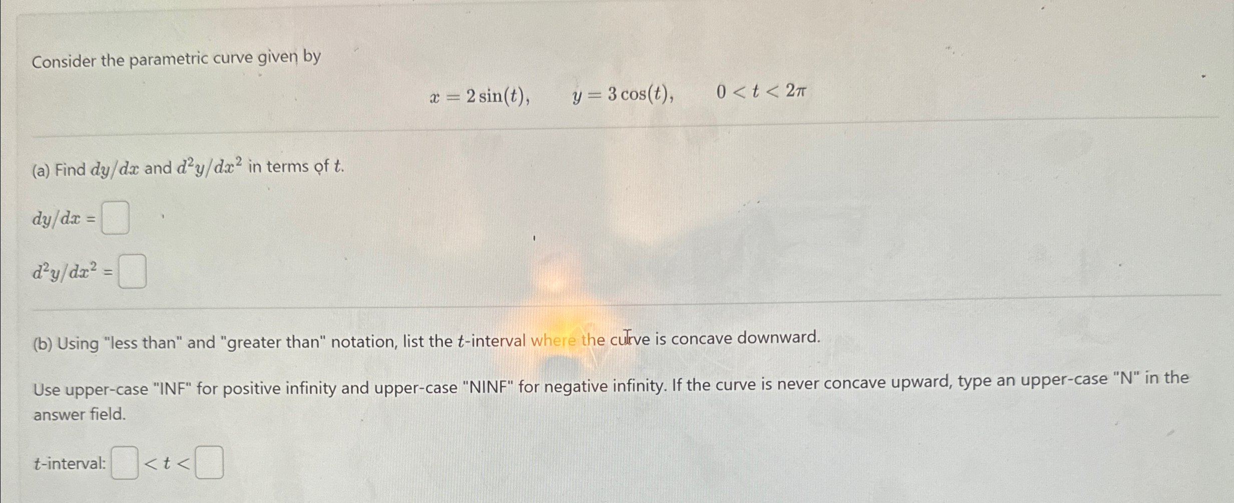 Solved Consider the parametric curve given | Chegg.com