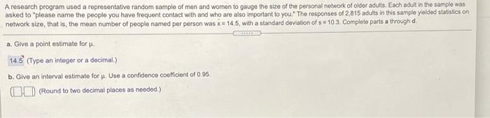 Solved A research program used a representative random | Chegg.com