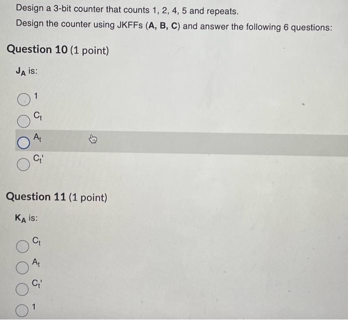 Solved Design a 3 -bit counter that counts 1,2,4,5 and | Chegg.com