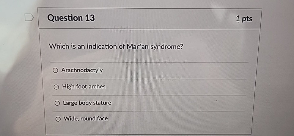 Solved Question 131 ﻿ptsWhich is an indication of Marfan | Chegg.com