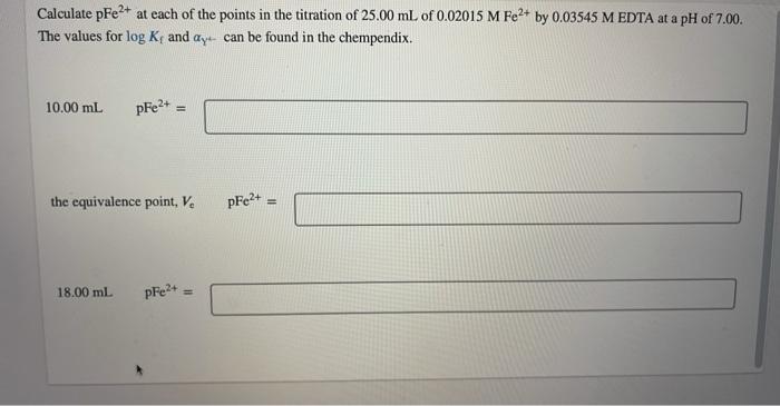 Solved Calculate pFe2+ at each of the points in the | Chegg.com