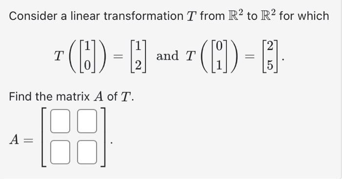 Solved Consider a linear transformation T from R2 to R2 for | Chegg.com