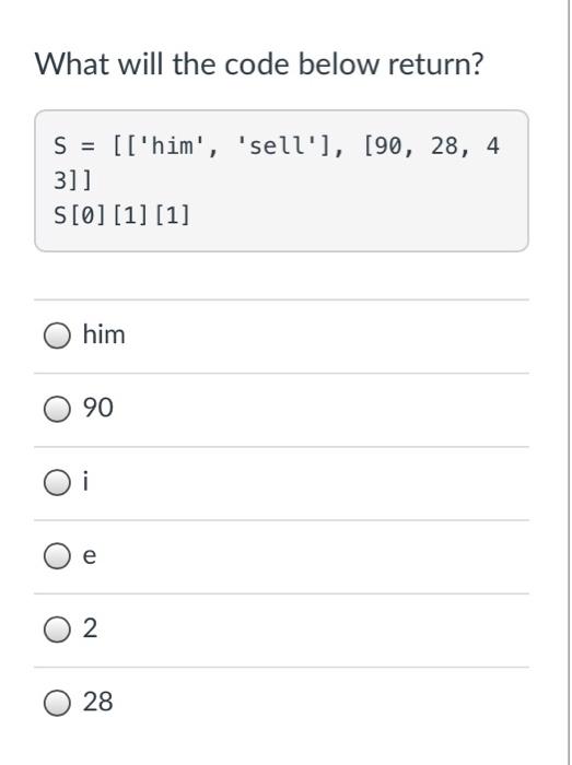 Solved What will the code below return ? 5//2 0 2.5 O2 0.5 | Chegg.com