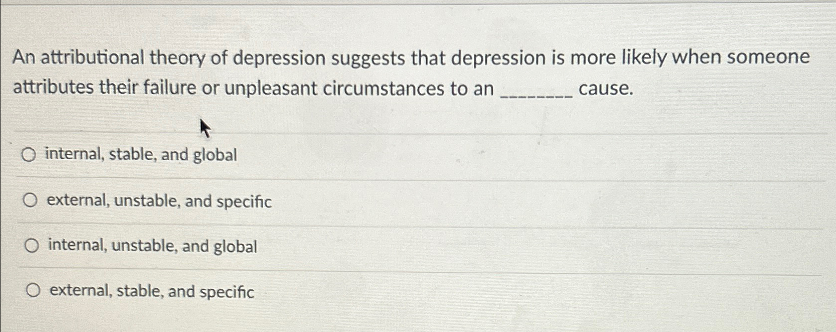 Solved An attributional theory of depression suggests that | Chegg.com