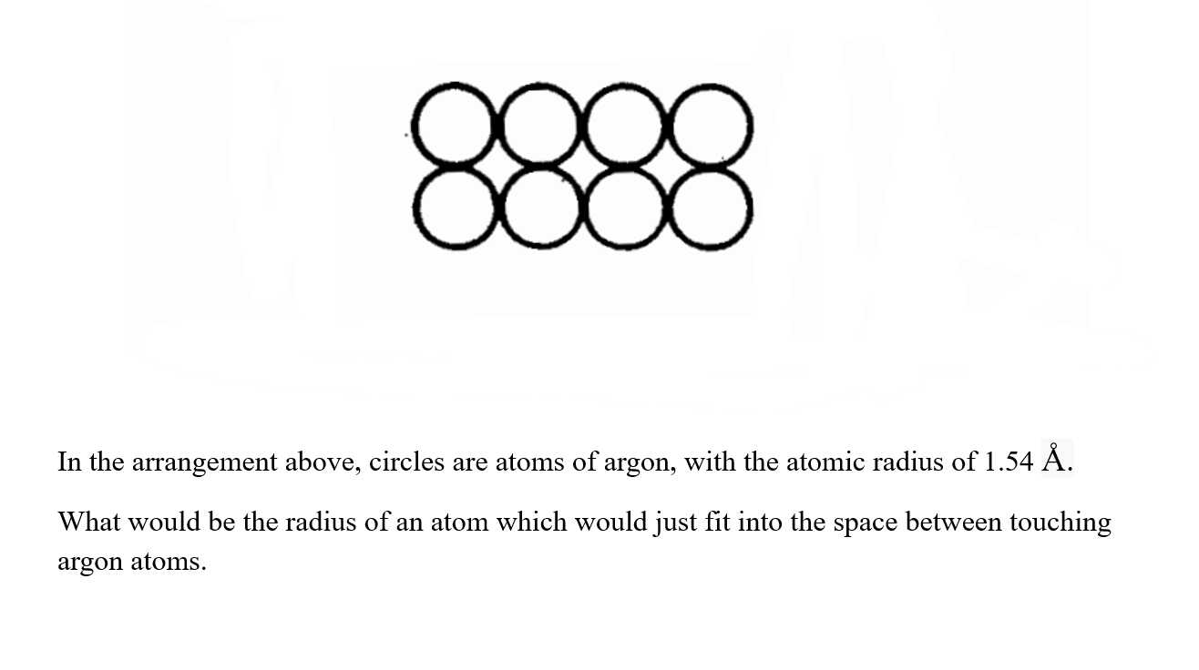 Solved In the arrangement above, circles are atoms of argon, | Chegg.com
