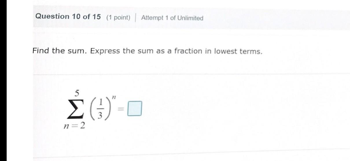 Solved Find the sum. Express the sum as a fraction in lowest | Chegg.com