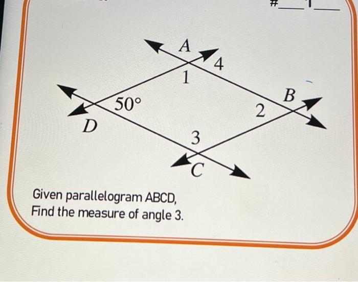 Solved Given parallelogram ABCD, Find the measure of angle | Chegg.com