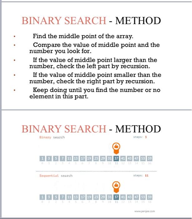 Solved EXERCISE 2 - BINARY SEARCH Given a sorted array which | Chegg.com