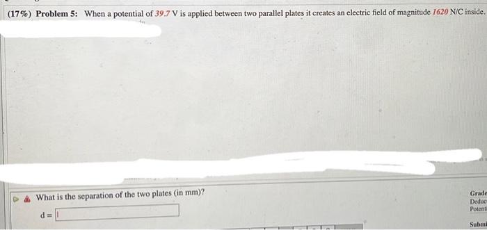 Solved (17\%) Problem 5: When a potential of 39.7 V is | Chegg.com