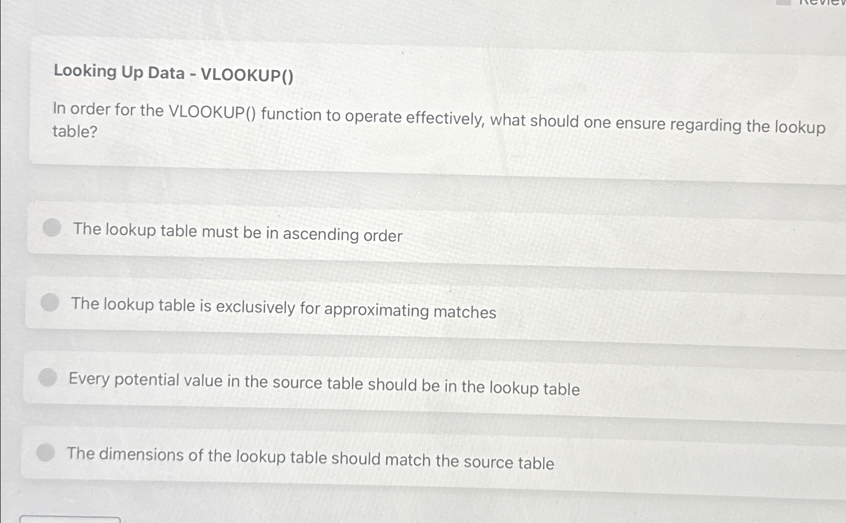 Solved Looking Up Data - ﻿VLOOKUP()In order for the | Chegg.com