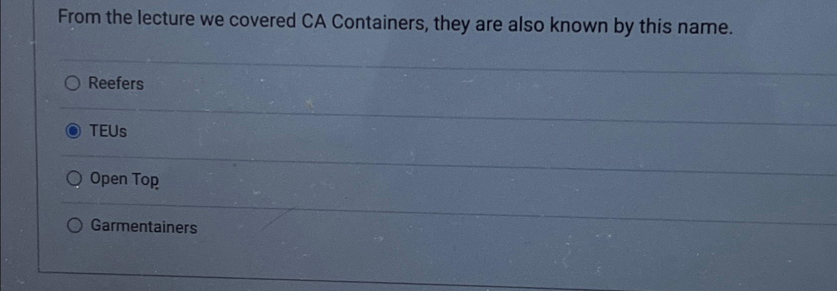 Solved From the lecture we covered CA Containers, they are | Chegg.com