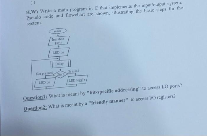 Solved H.W) Write a main program in C that implements the | Chegg.com