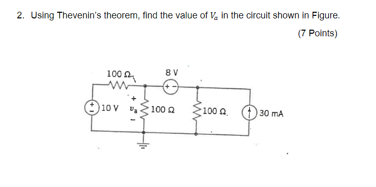 Solved Using Thevenin's theorem, find the value of Va ﻿in | Chegg.com