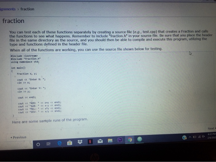 Solved fraction Fraction Implement a new struct-based data | Chegg.com