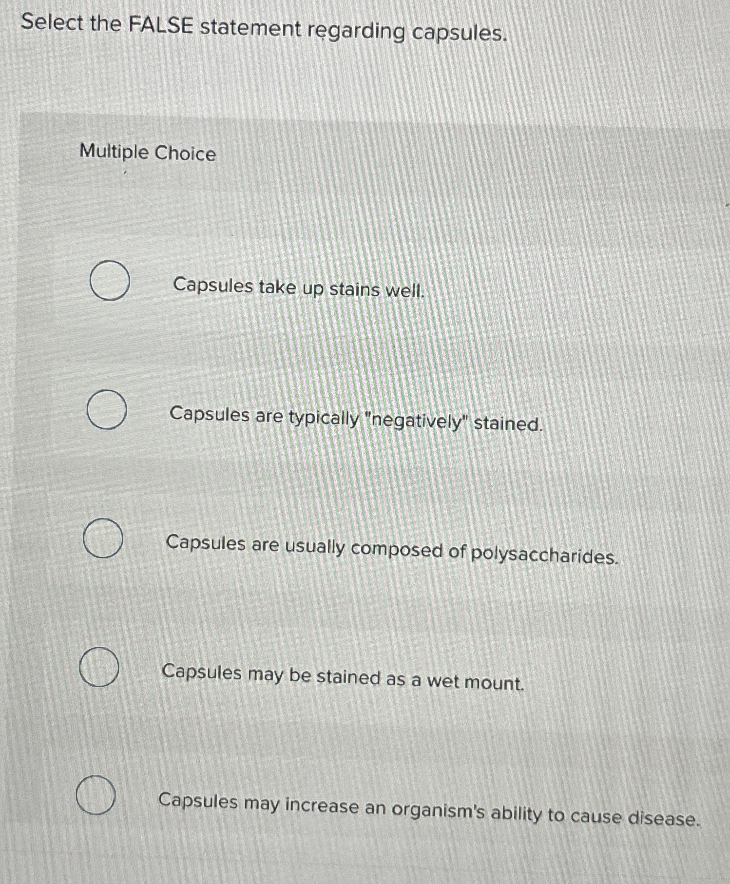Solved Select the FALSE statement regarding | Chegg.com
